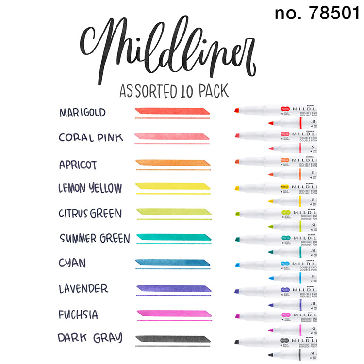 Zebra Mildliner Double-Sided Creative Highlighters, Set No. 78501, 10 ...