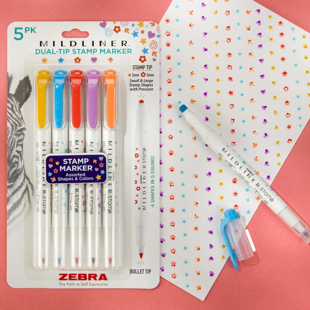 Zebra Mildliner Dual Tip Stamp Marker, 5 Color Set – ARCH Art Supplies